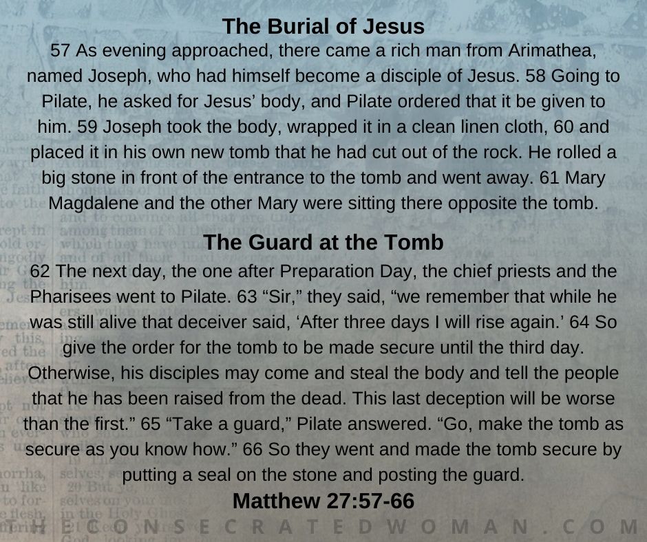 The Burial of Jesus and The Guard at the Tomb | CONSECRATED TO GOD
