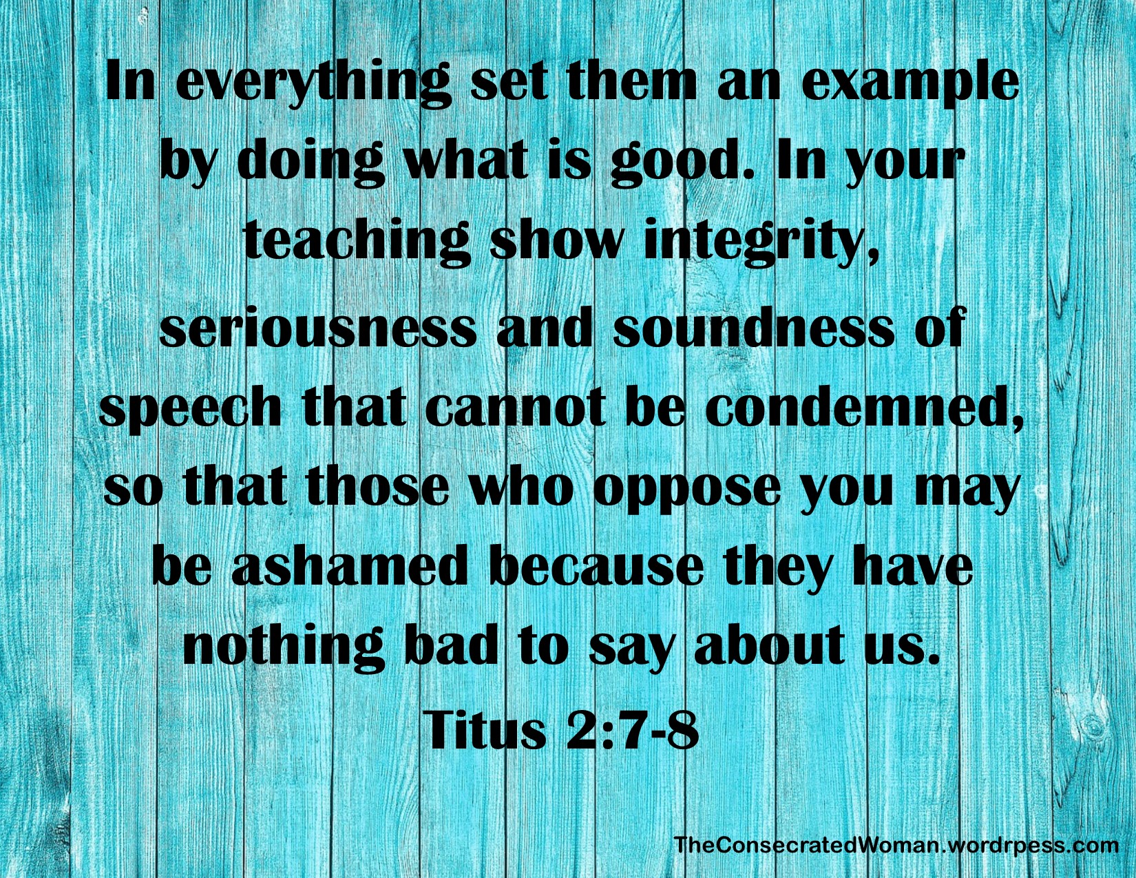 Set the Example | CONSECRATED TO GOD